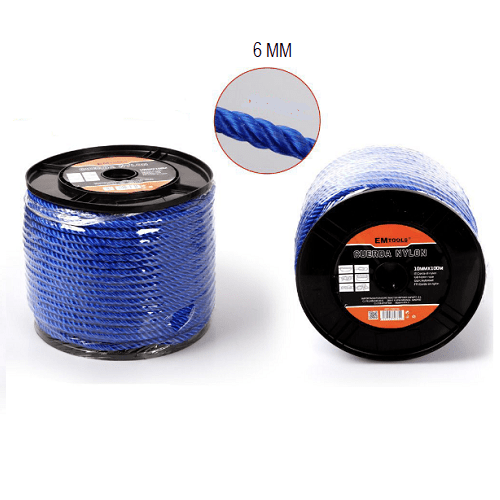 Cuerda nylon resistente al desgarro 100 m 6 mm Azul