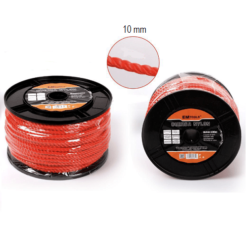 Cuerda nylon resistente al desgarro 100 m 10 mm Rojo