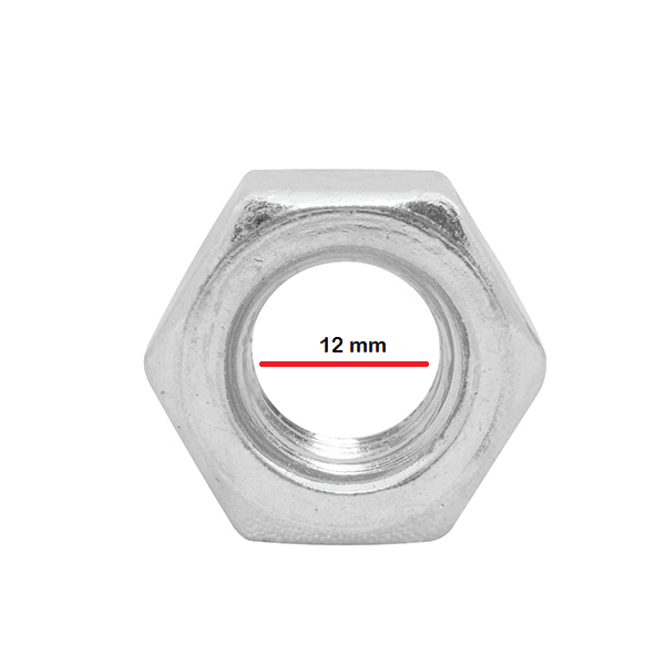 Tuerca Hexagonal plana M12 diametro interior (5 uds) 12 mm Gris