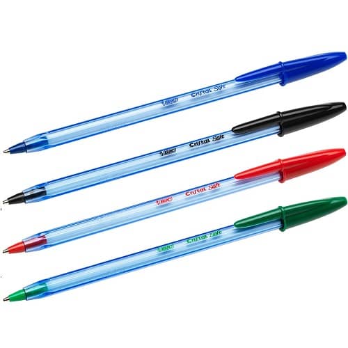 Pack 10 boligrafos BIC Cristal Soft punta 1.2 mm blister Multicolor