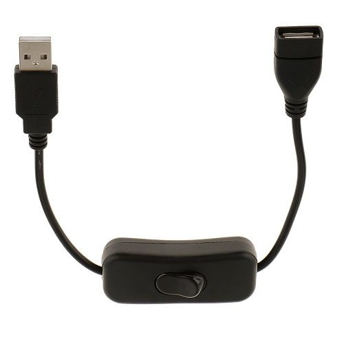 Cable USB con interruptor macho-hembra 0.30 M Negro