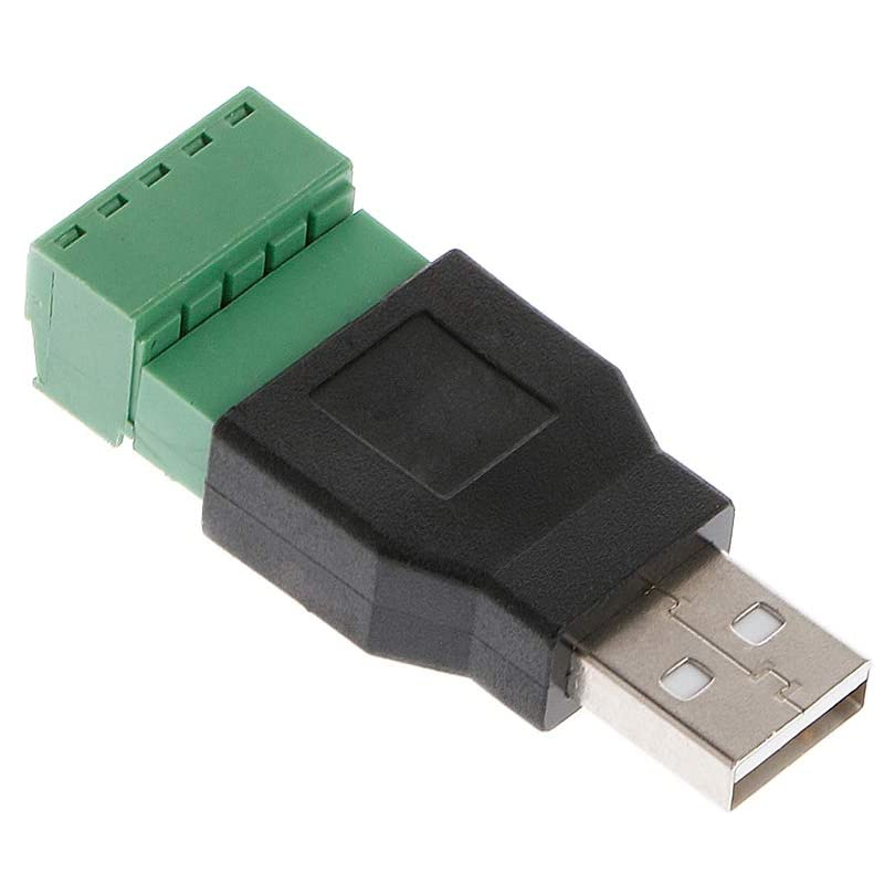 Conector USB macho terminal de tornillo 5 pin Negro